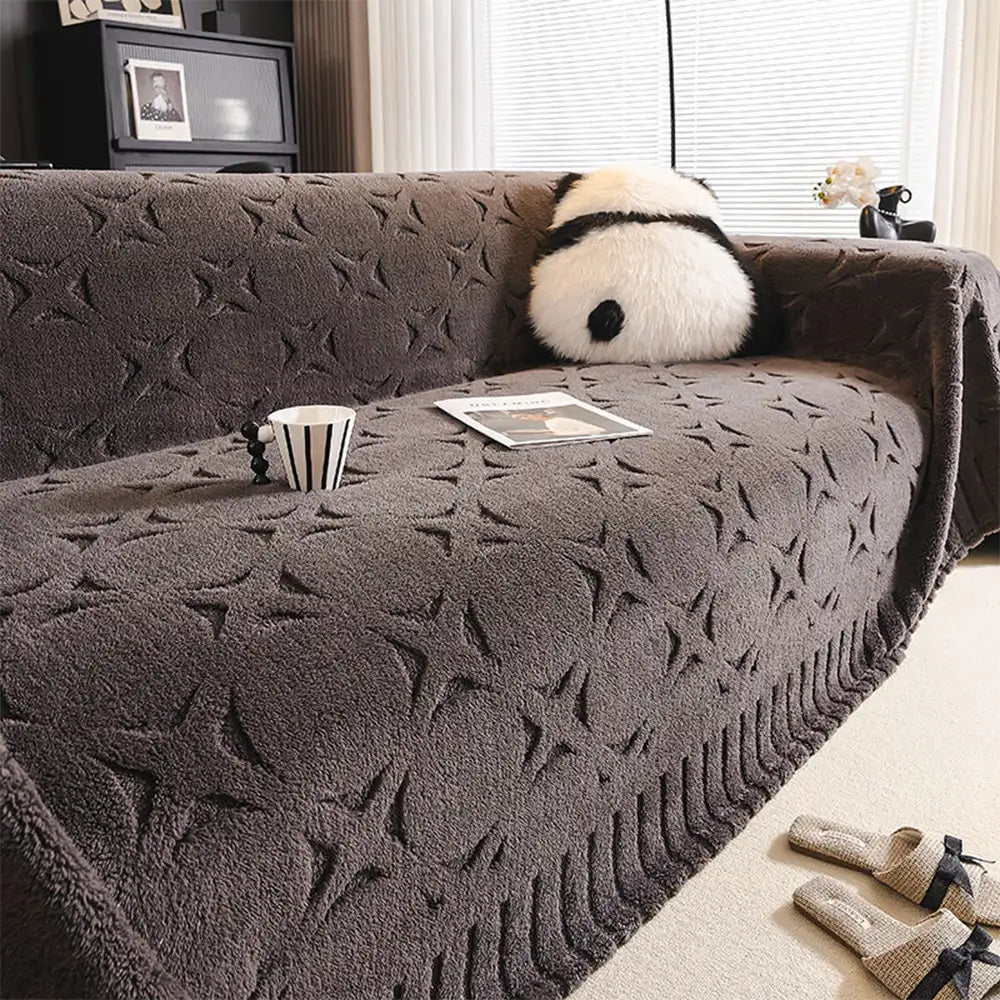 Cream Textured Jacquard Design Sofa Decorative Throw Sofa Cover